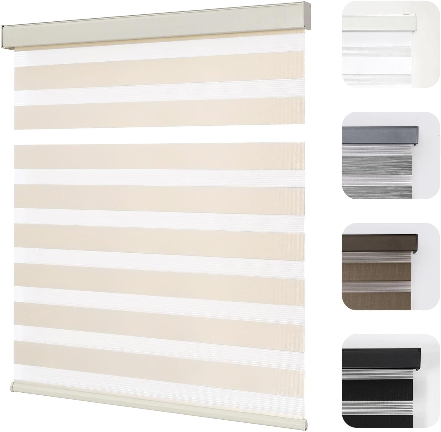 Cordless Zebra Blinds for Windows, Dual Layer Light Control Window ...
