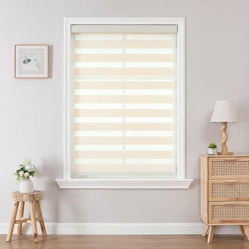 Cordless Zebra Blinds for Windows, Dual Layer Light Control Window ...