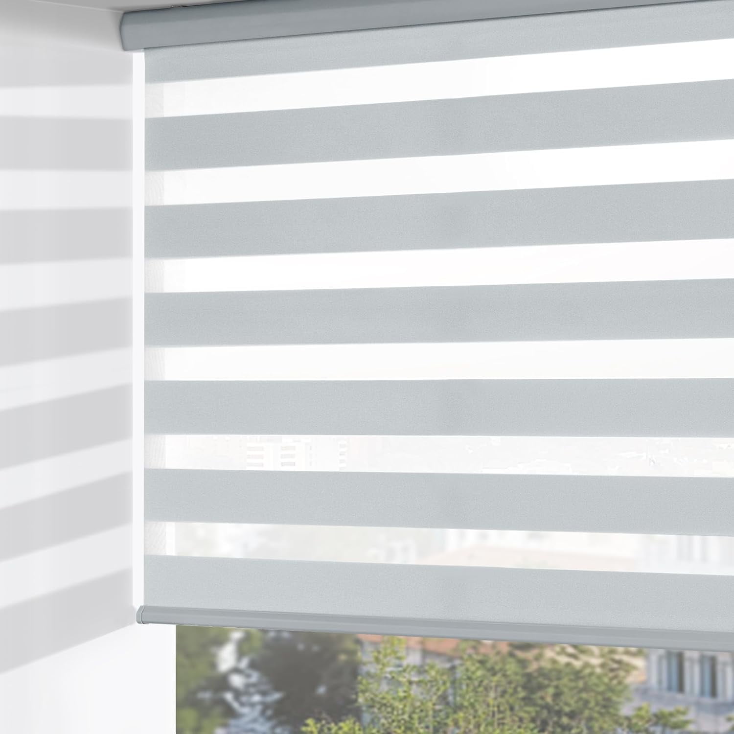 Cordless Zebra Blinds for Windows Dual Layer -Stop Light Filtering ...