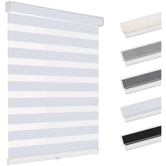 Cordless Zebra Blinds for Windows Free-Stop Roller Shades(White,43" W x ...
