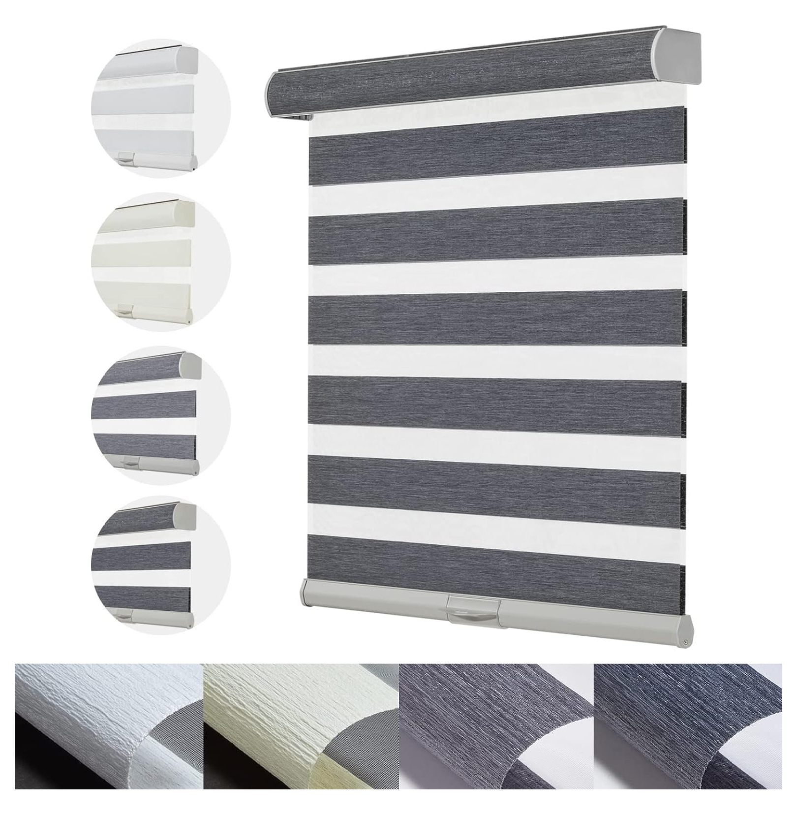 Cordless Zebra Blinds for Windows with Jacquard Pattern Privacy ...