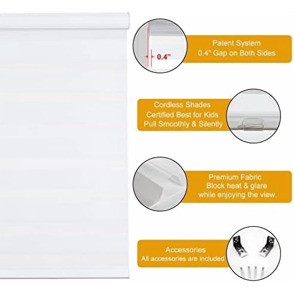 Cordless Zebra Roller Window Shades Free-Stop Roller Blinds (32" W X 72 ...