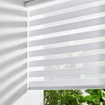 Cordless Zebra Window Blinds, White 24"w X 72"h, Dual Layer Day and ...