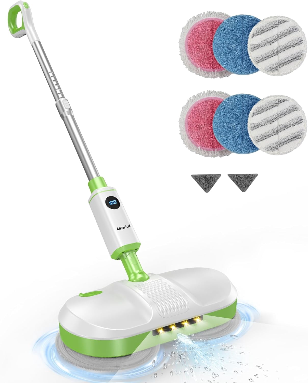 Cordless electric mop with headlight and sprayer floor cleaner, up to ...