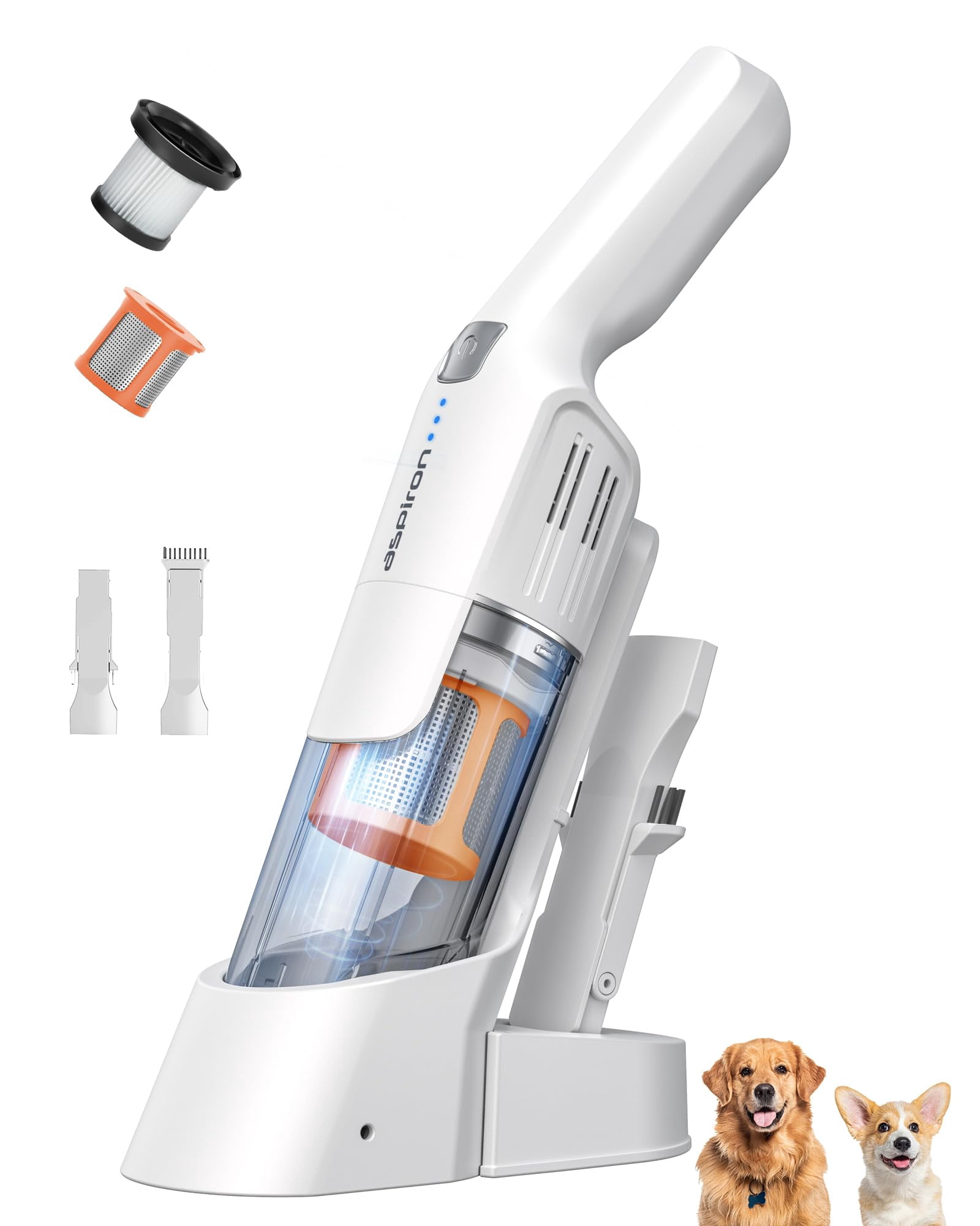 Cordless handheld vacuum cleaner, powerful 24KPA suction, dual-speed ...