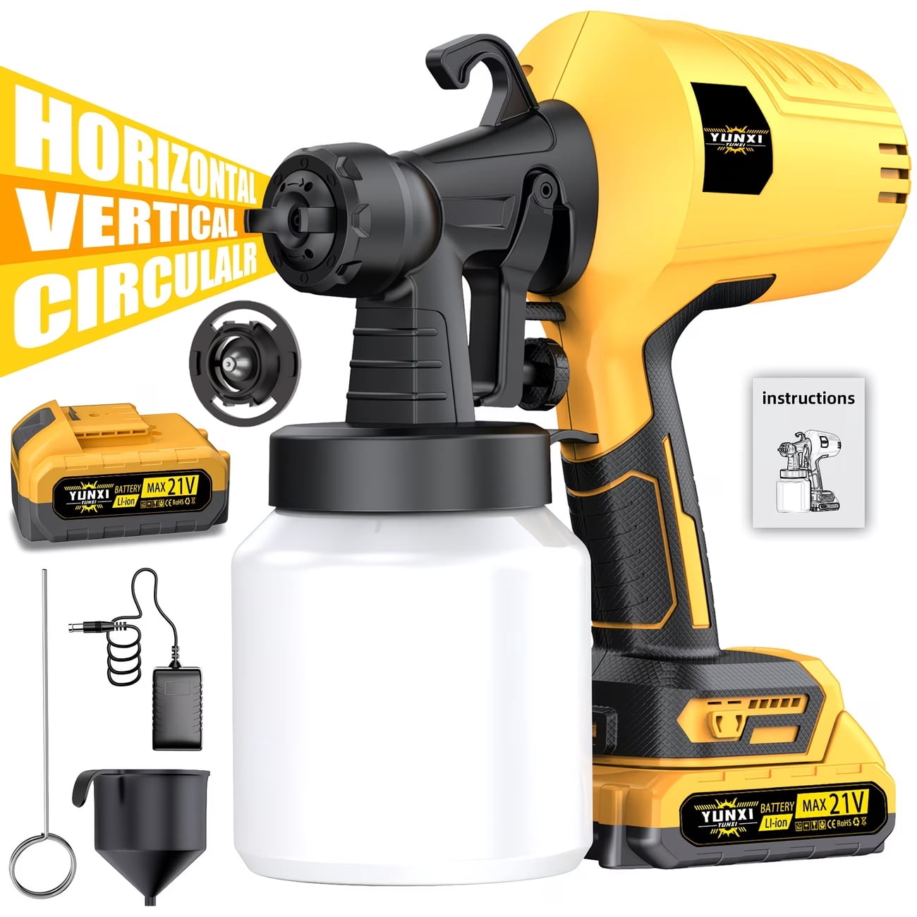 Cordless paint sprayer gun, high-power electric spray gun with an 800ml ...