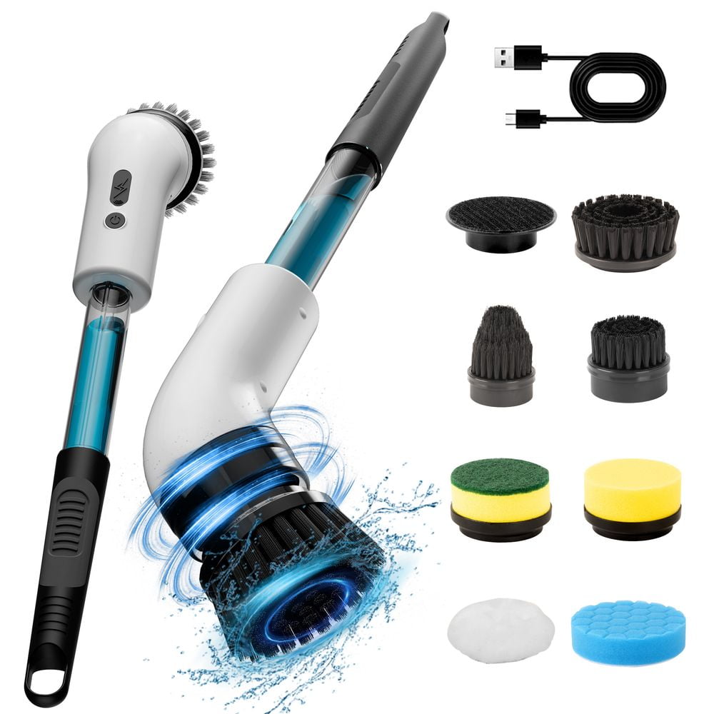 Cordless rotary scrubber for shower gel and ceramic tiles, replaceable ...