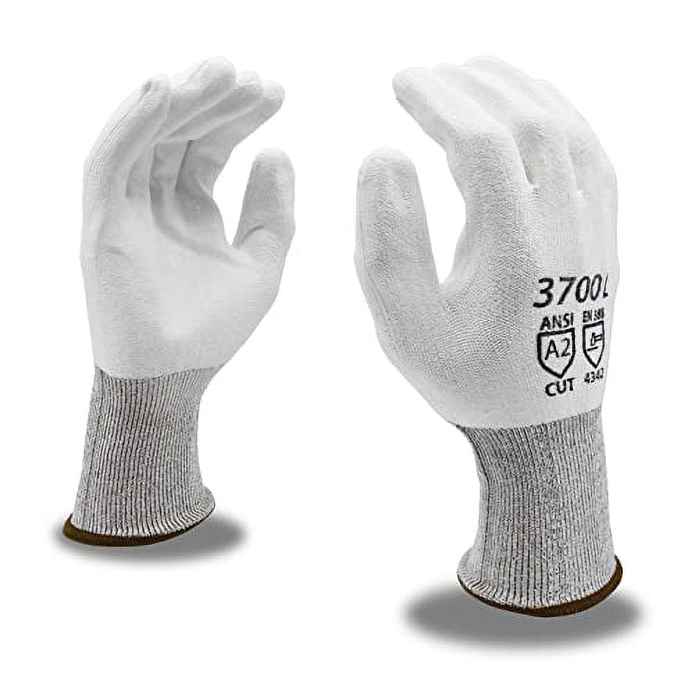 Cordova 3700S Premium Gloves, White 13-Gauge HPPE Shell, White Polyurethane Palm Coating, ANSI ...