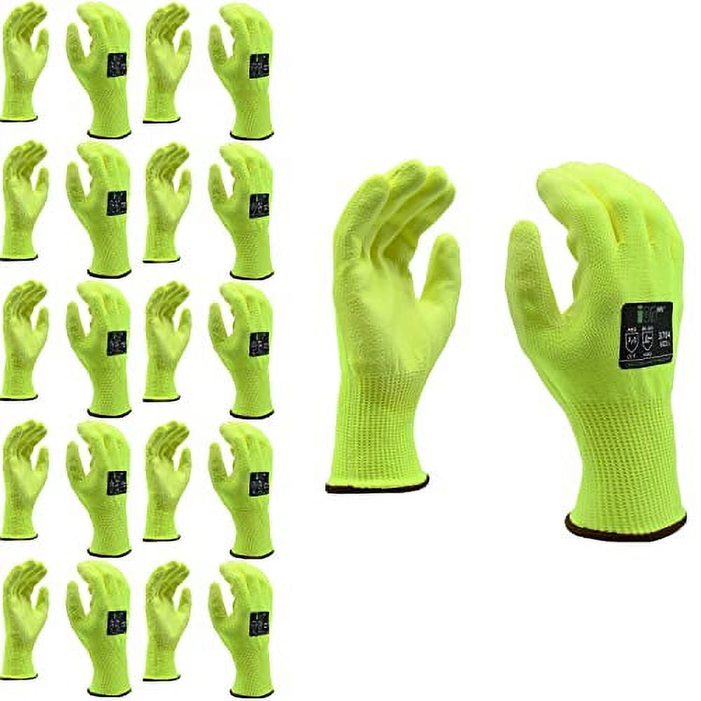 Cordova 3704S Ion-Hv Gloves, Hi-Vis Yellow 13-Gauge HPPE Shell, Hi-Vis Yellow Polyurethane Palm ...