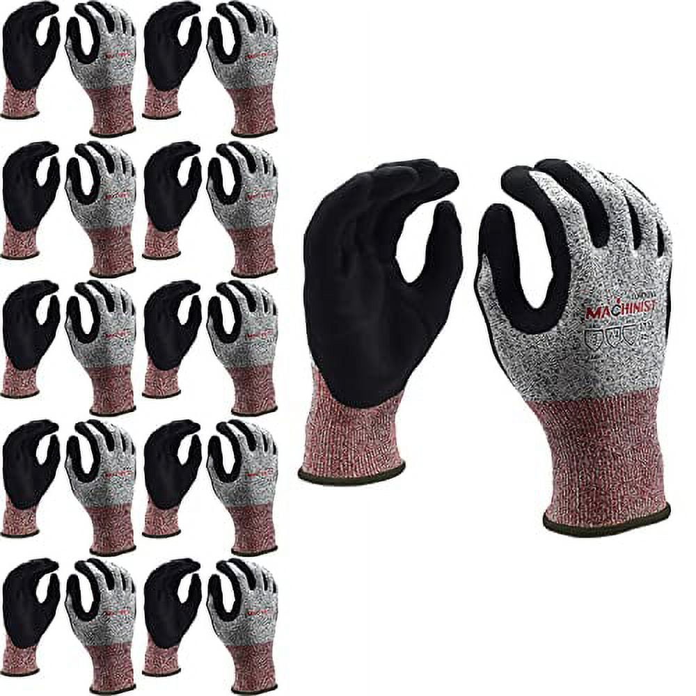 Cordova 3734L Machinist 13-Gauge Gloves, HPPE/Glass Shell, Black Foam ...