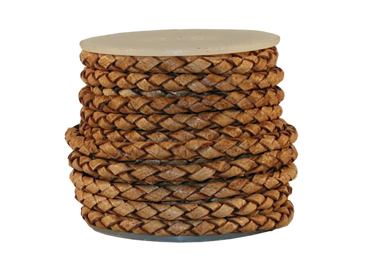 Cords Craft 30mm 4 Ply Round Braided Genuine Leather Cord Tan Color ...