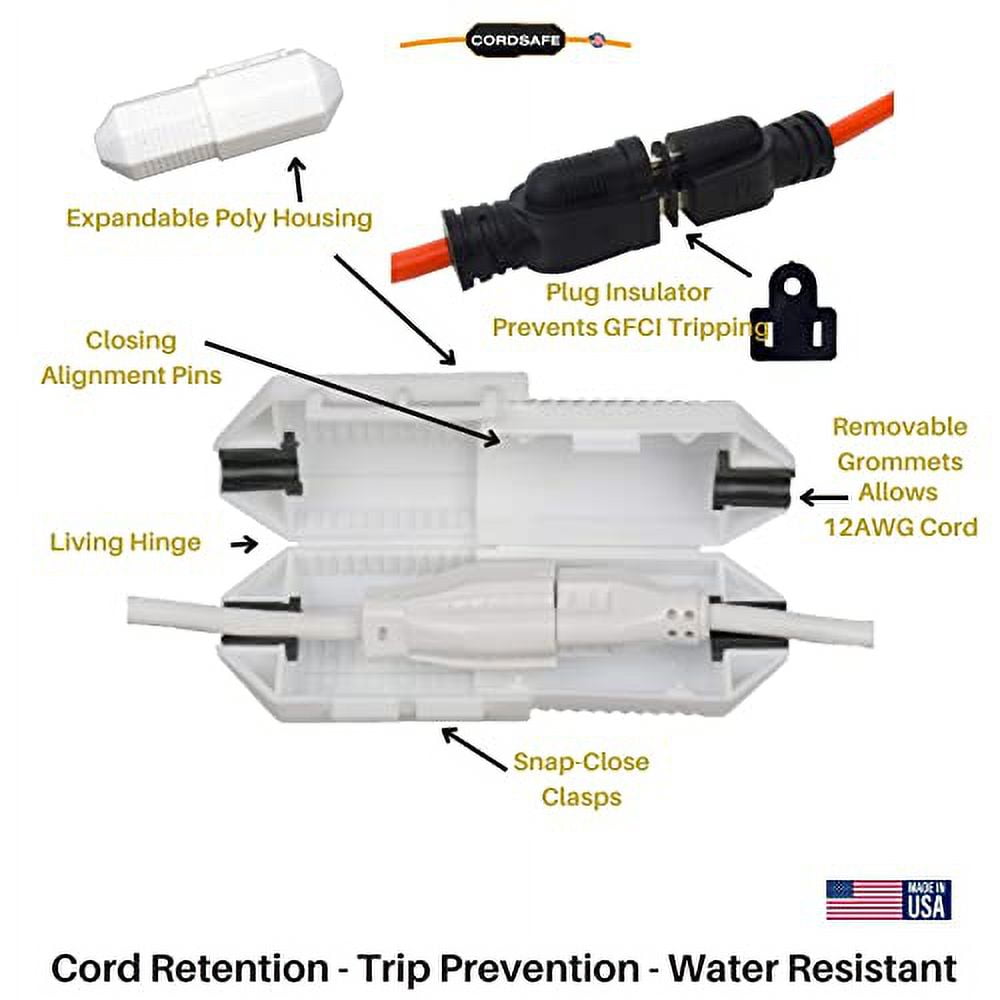 Cordsafe Outdoor Extension Cord Safety Cover, Plug Connection Protector ...
