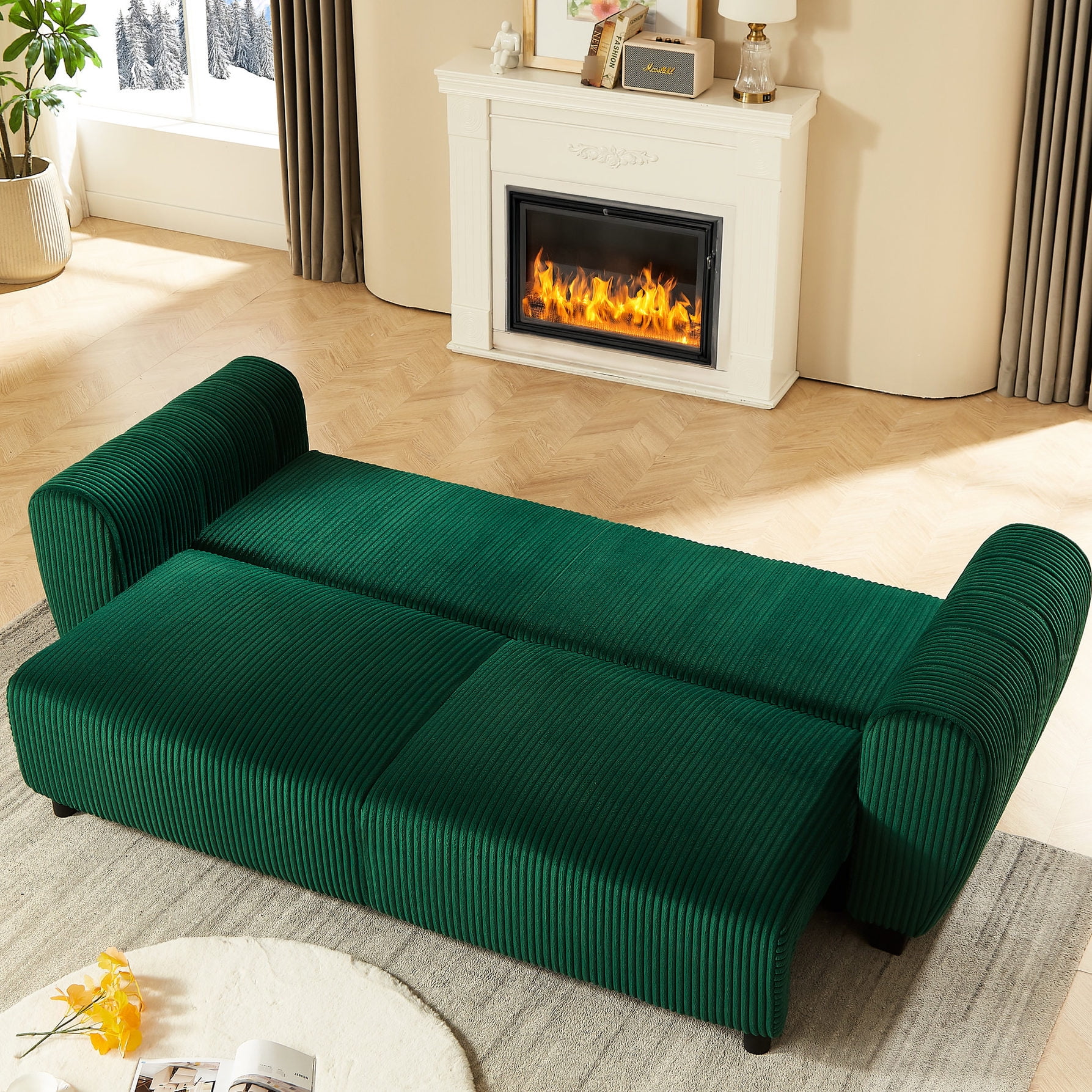 Corduroy 2-in-1 3-seater couch - Space - saving solution for small ...