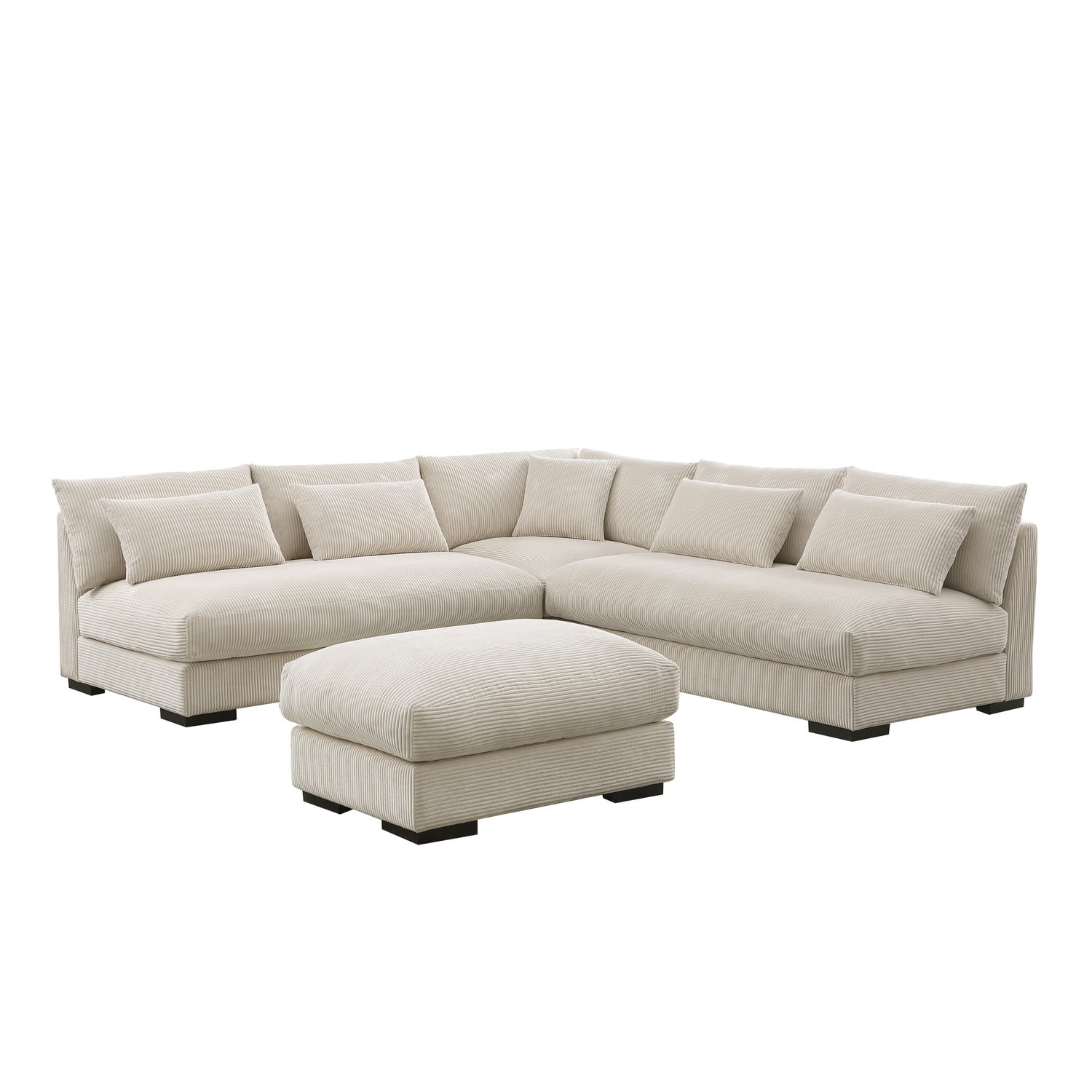 Corduroy 6 Seater Modern Sofa Couches with Ottoman - Walmart.com