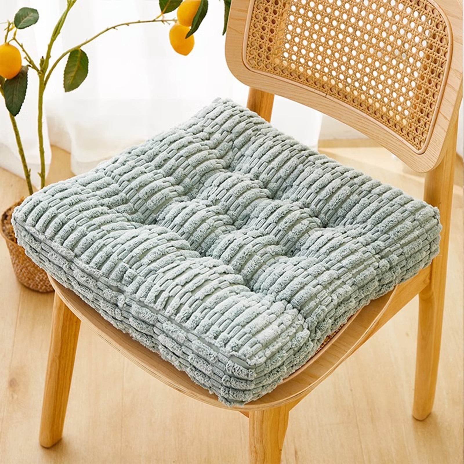 Corduroy Chair Cushion 17"x17" Square Tufted Floor Pillow with Non-Slip ...