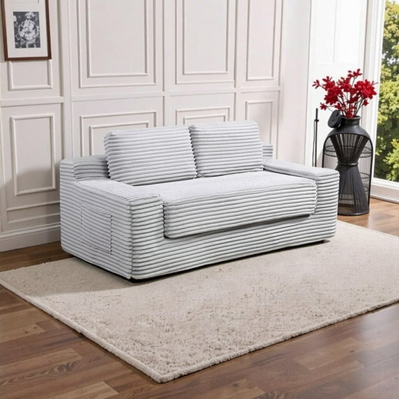 Corduroy Cloud Convertible Sofa Bed - 2-in-1 Memory Foam Floor Sofa ...