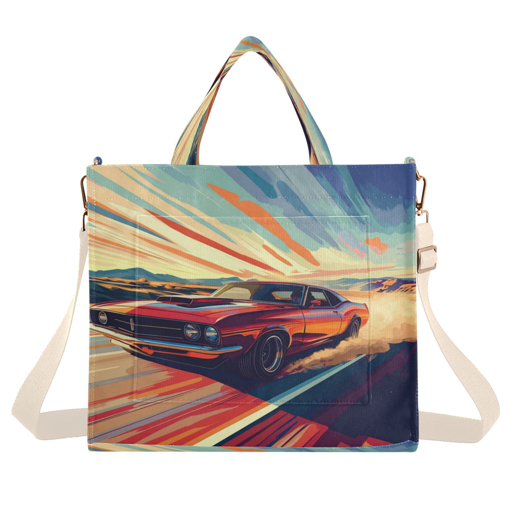 Corduroy Composite Fabric Tote Bag Magnetic Snap Large Capacity ...