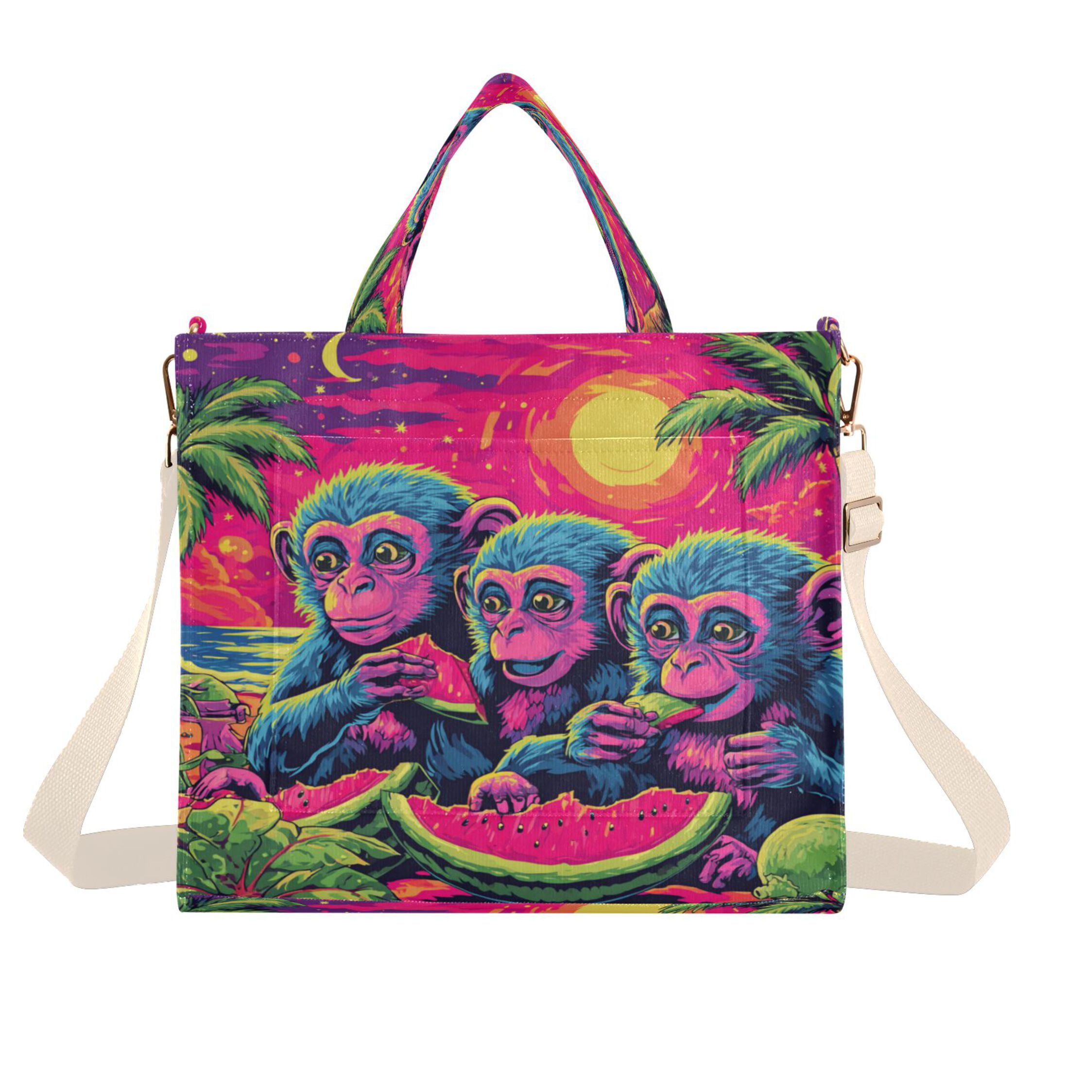 Corduroy Composite Fabric Tote Bag Magnetic Snap Large Capacity ...