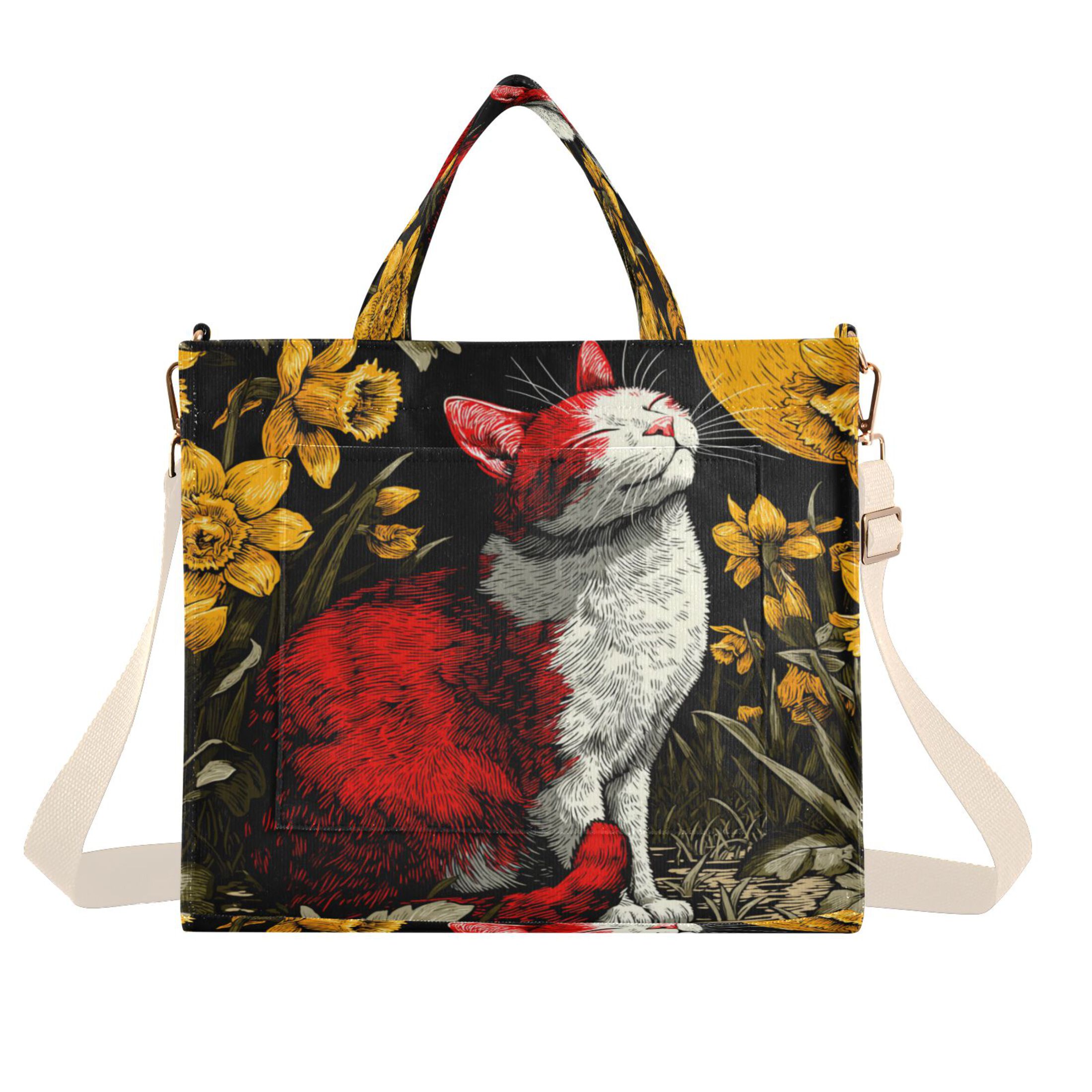 Corduroy Composite Fabric Tote Bag Magnetic Snap Large Capacity ...