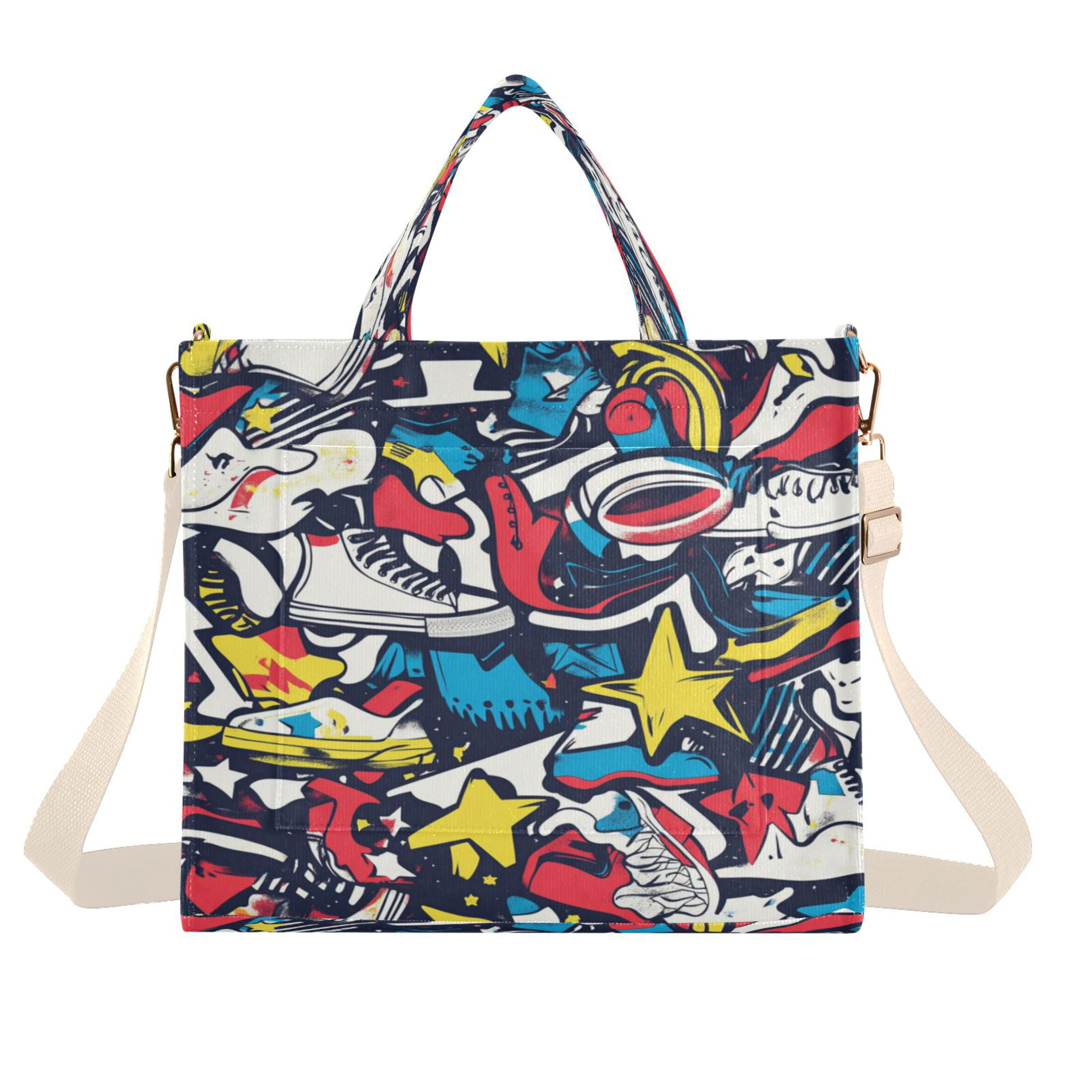 Corduroy Composite Fabric Tote Bag Magnetic Snap Large Capacity ...