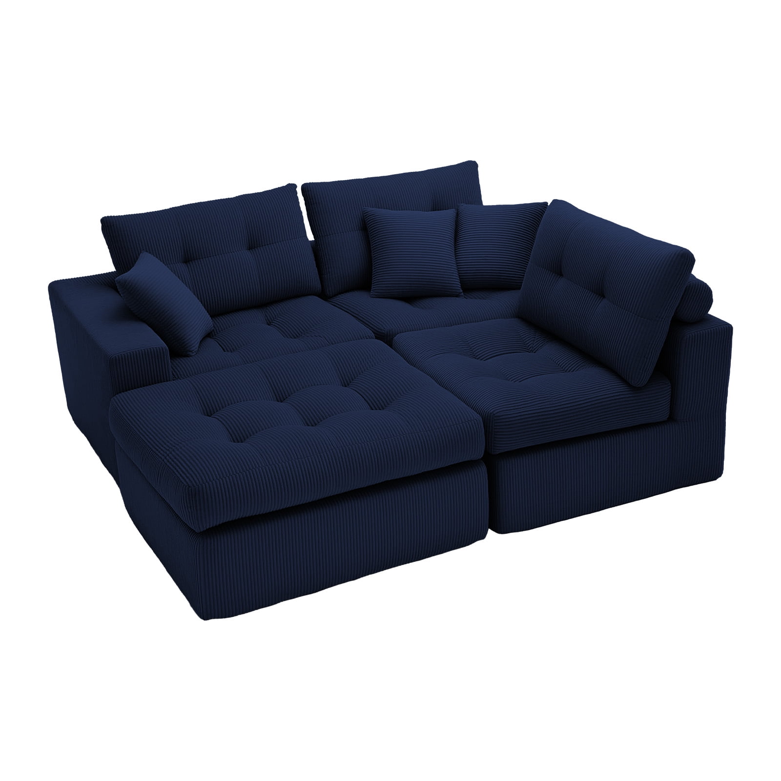 Corduroy Corner Chaise Compression Sofa Bed, L-Shaped Sectional Couch ...