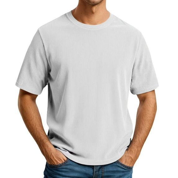 Corduroy Crewneck T Shirt Soft Textured Casual Short Sleeve Tee ...