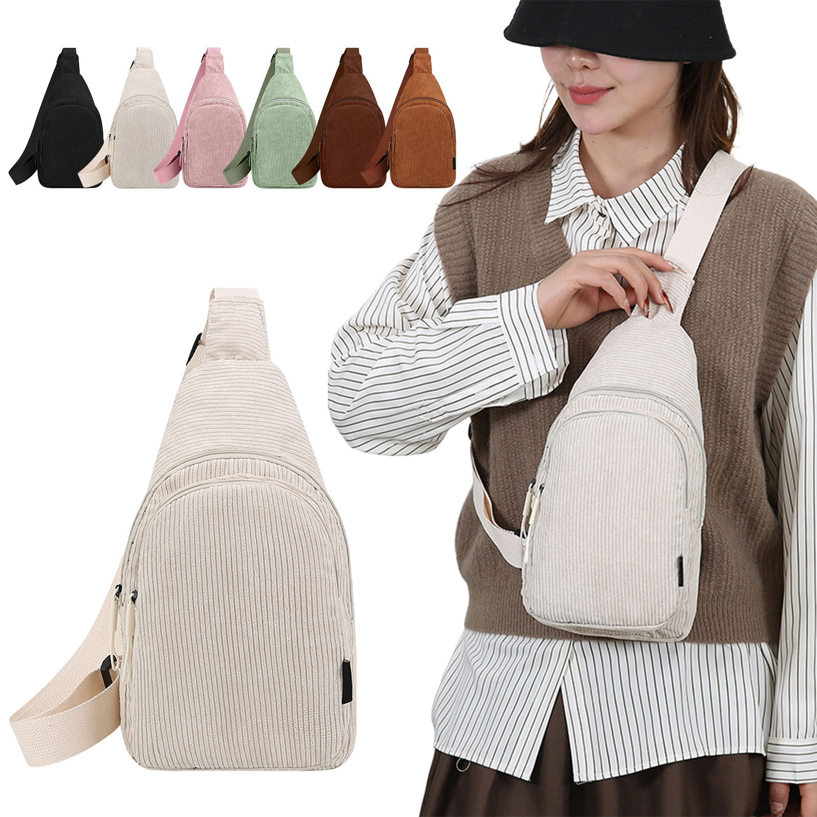 Corduroy Crossbody Chest Bag Men • Vintage Multifunctional Outdoor ...