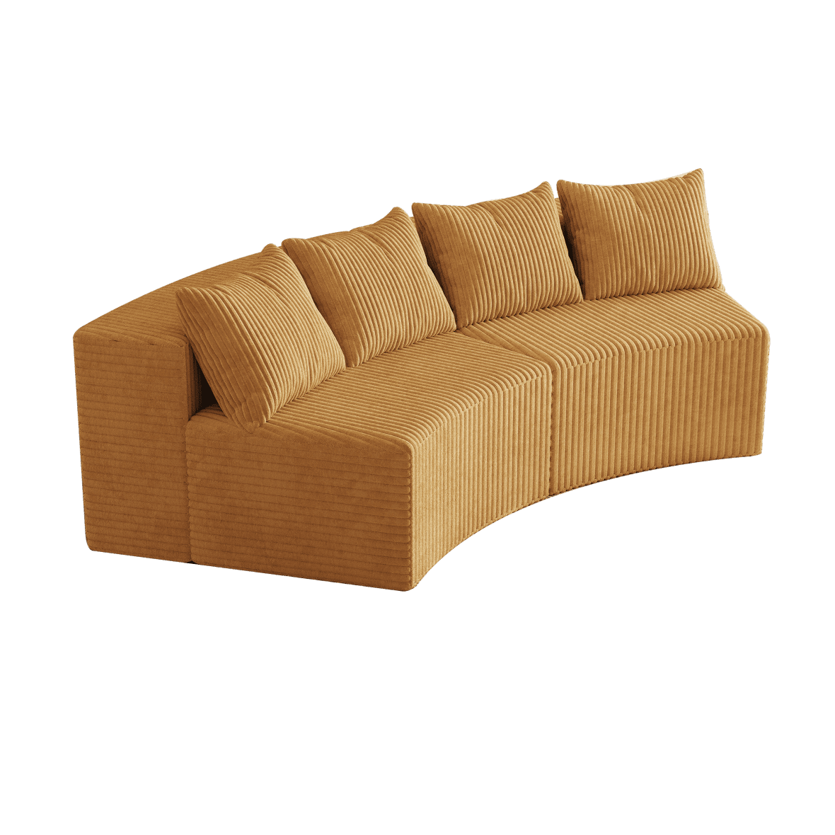 Corduroy Curved Sectional Sofa With Four Pillows,Curved Symmetrical ...