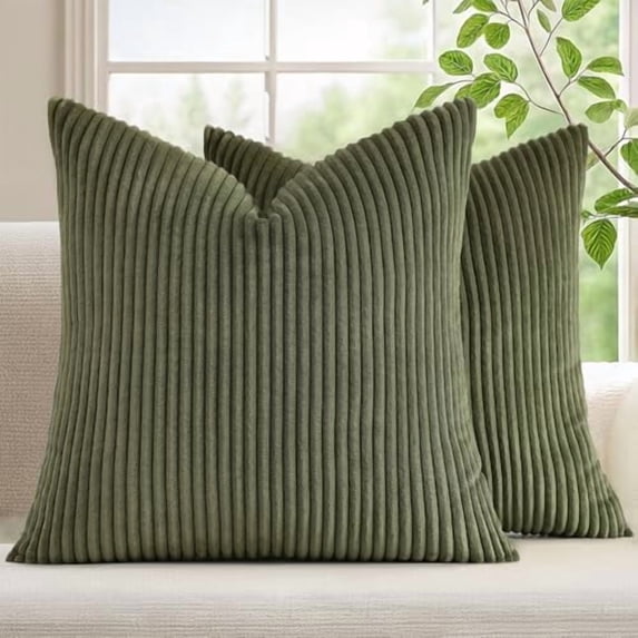 Corduroy Decorative Throw Pillow Covers 16x16 Set of 2 for Sofa Living ...