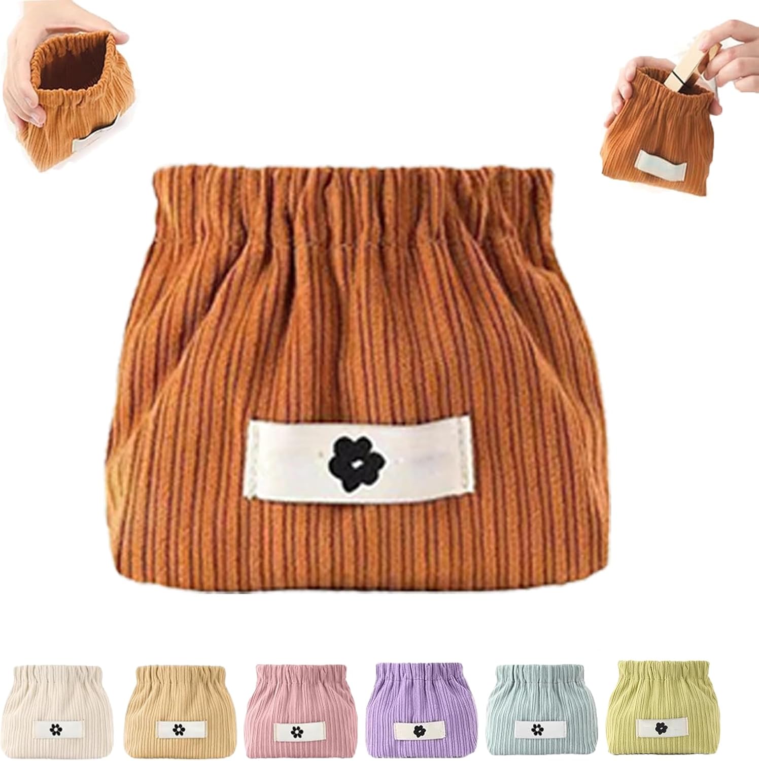 Corduroy Elastic Hair Tie Organizer,Corduroy Elastic Makeup Bag,Squeeze ...