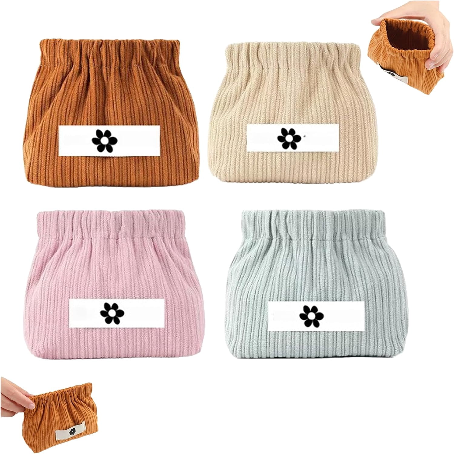 Corduroy Elastic Hair Tie Organizer, Corduroy Elastic Storage Bags ...