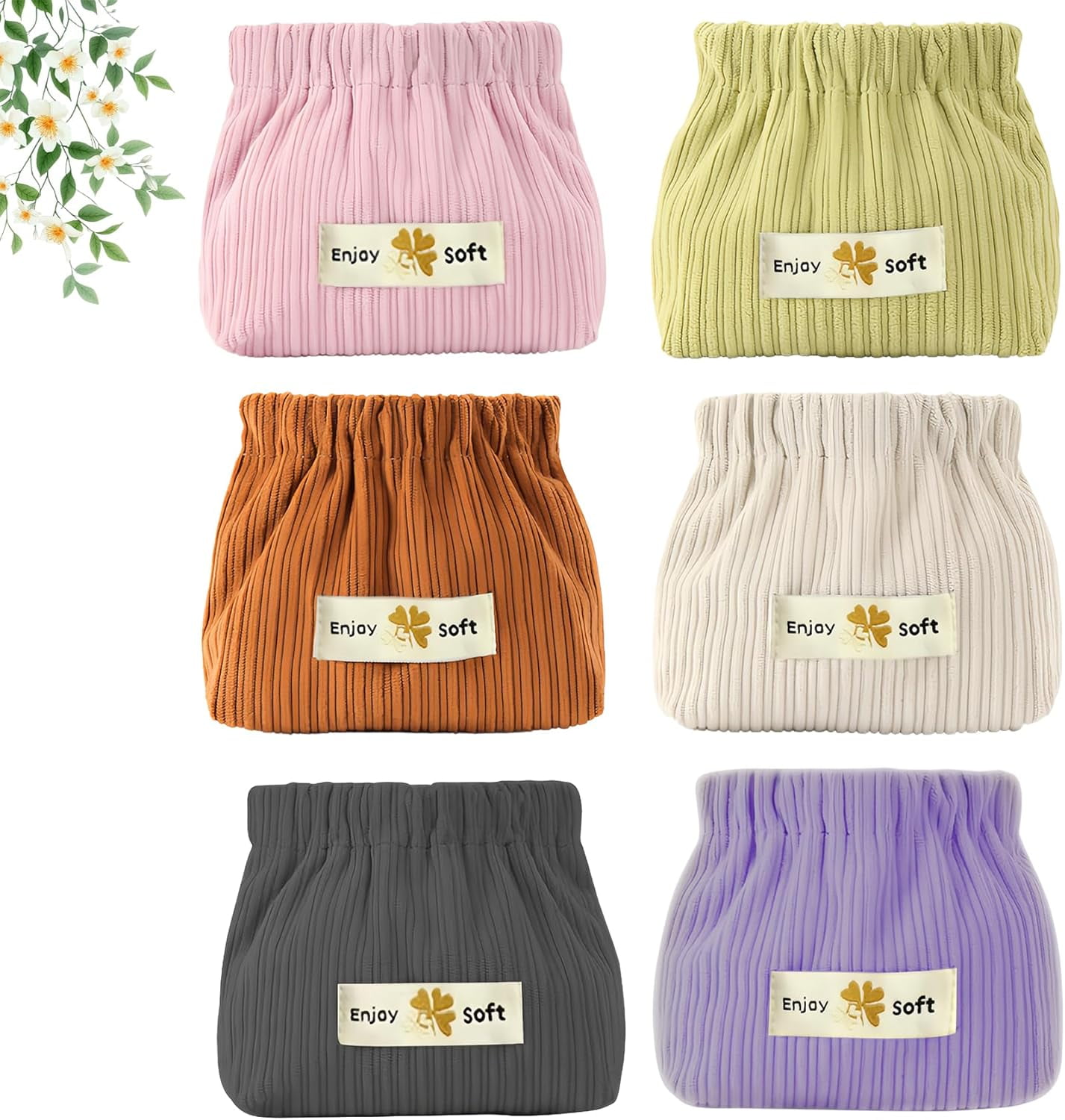 Corduroy Elastic Storage Bag For Purse, Portable Travel Hair Tie ...