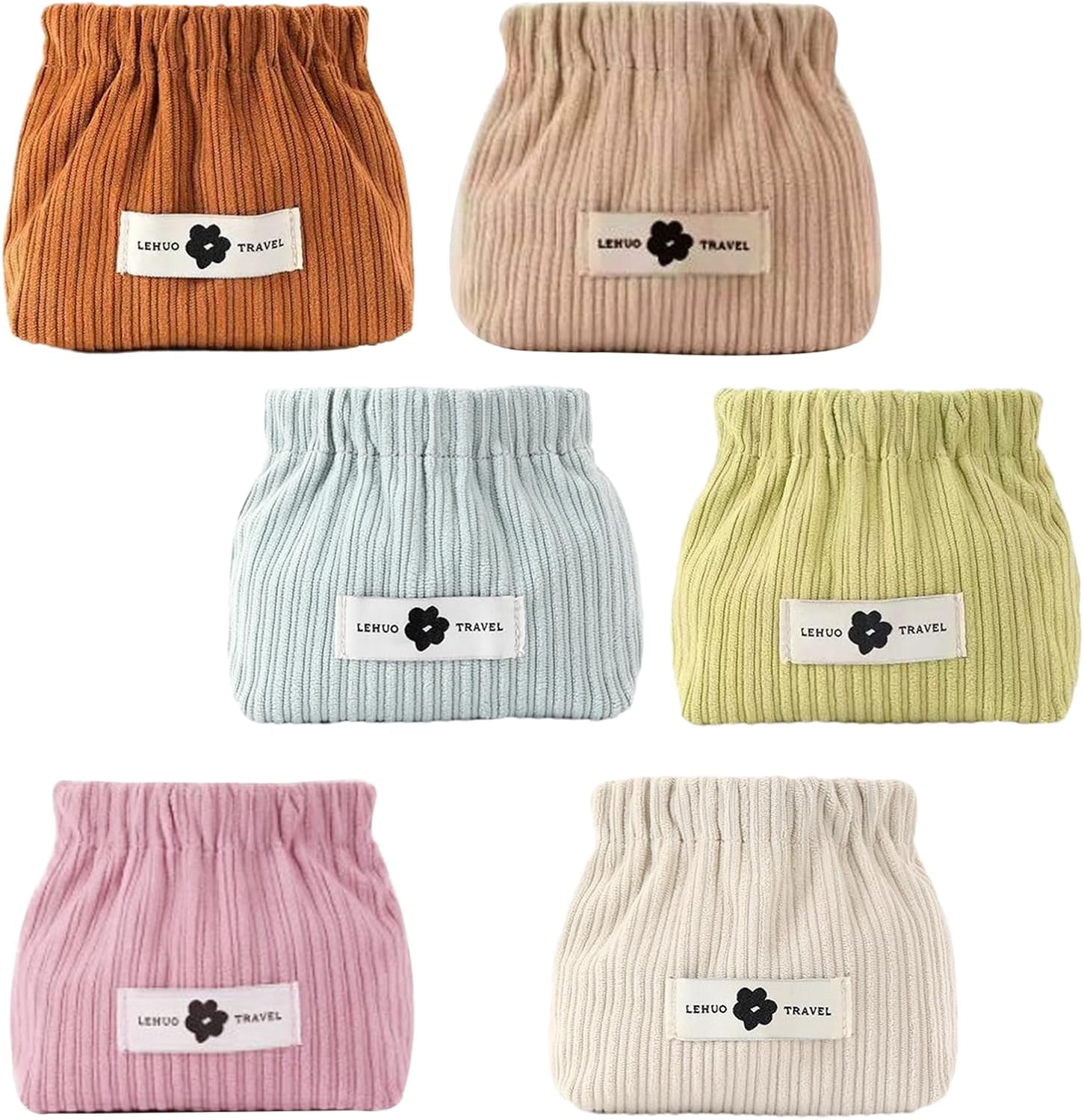 Corduroy Elastic Storage Bag for Purse，Cute Mini Cosmetic Bag, Daily ...