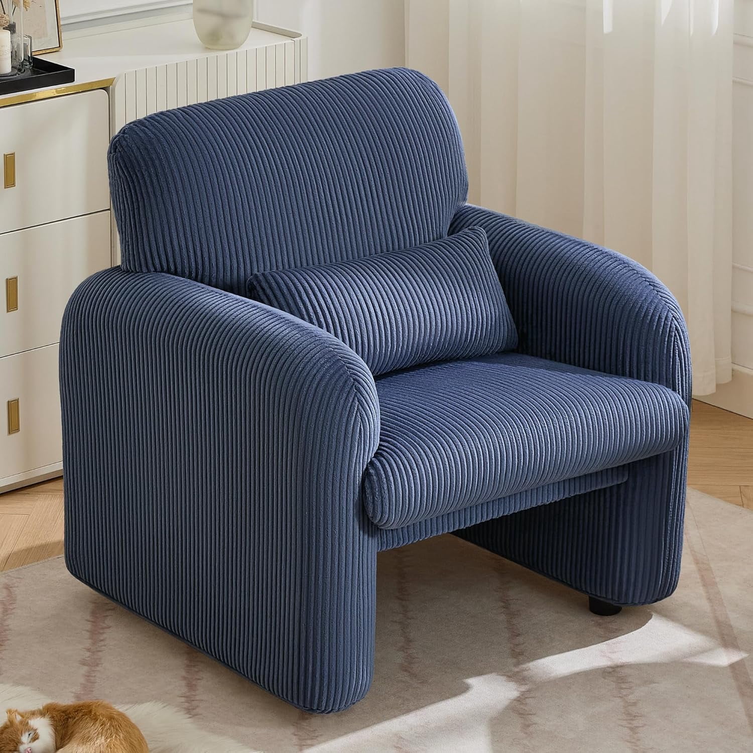 Corduroy Fabric Accent Chair, Modern Upholstered Living Room Chairs ...