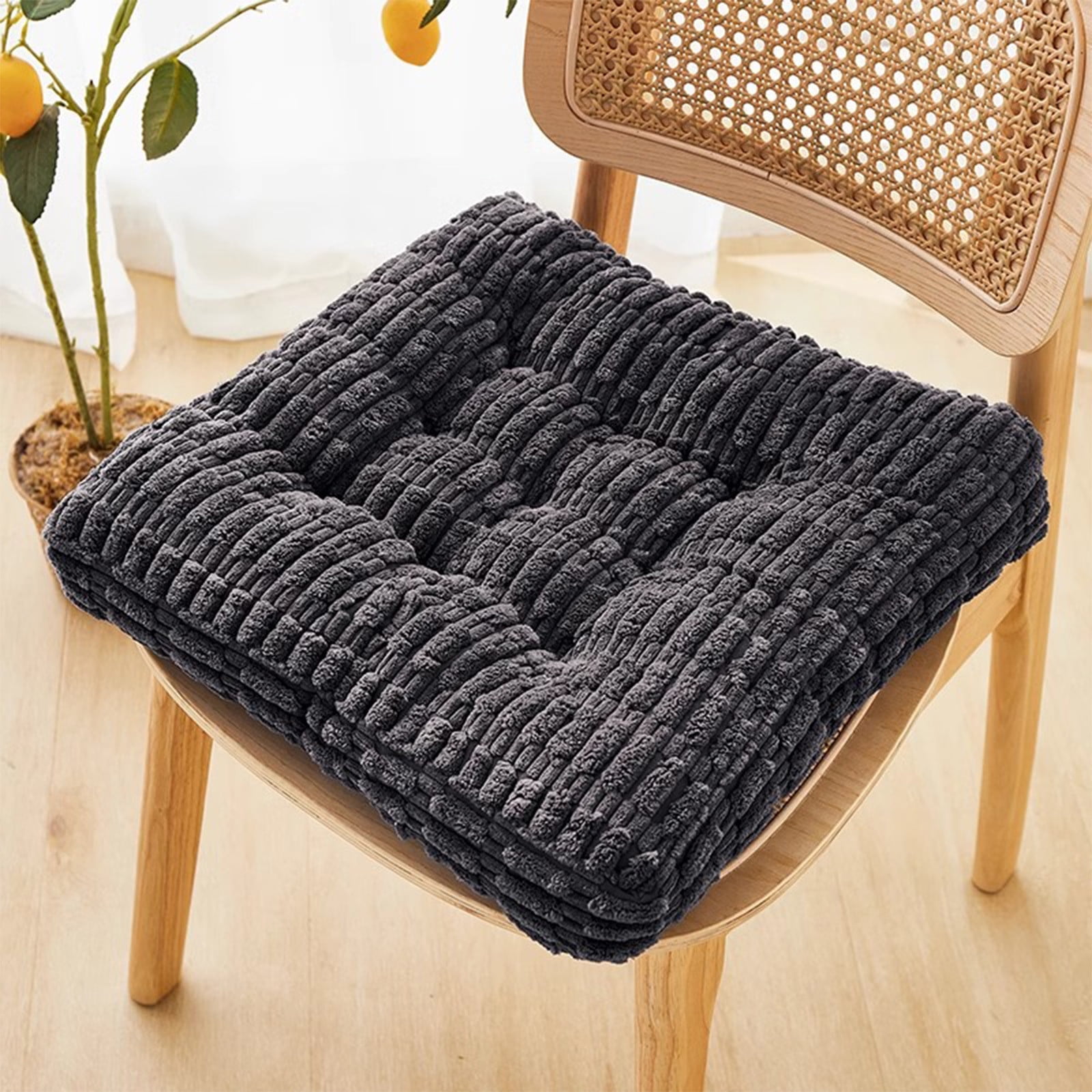 Corduroy Fat Strip Floor Cushion, 40x40cm Memory Foam Seat Pad for ...