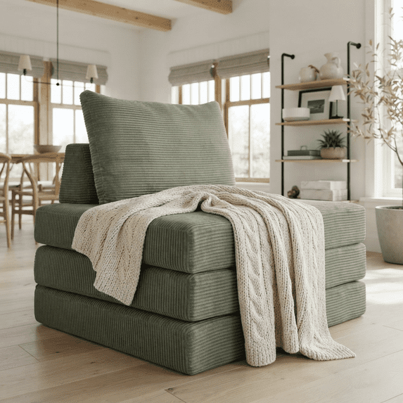 Corduroy Folding Sofa Bed, Boneless Convertible Sleeper Chair with ...