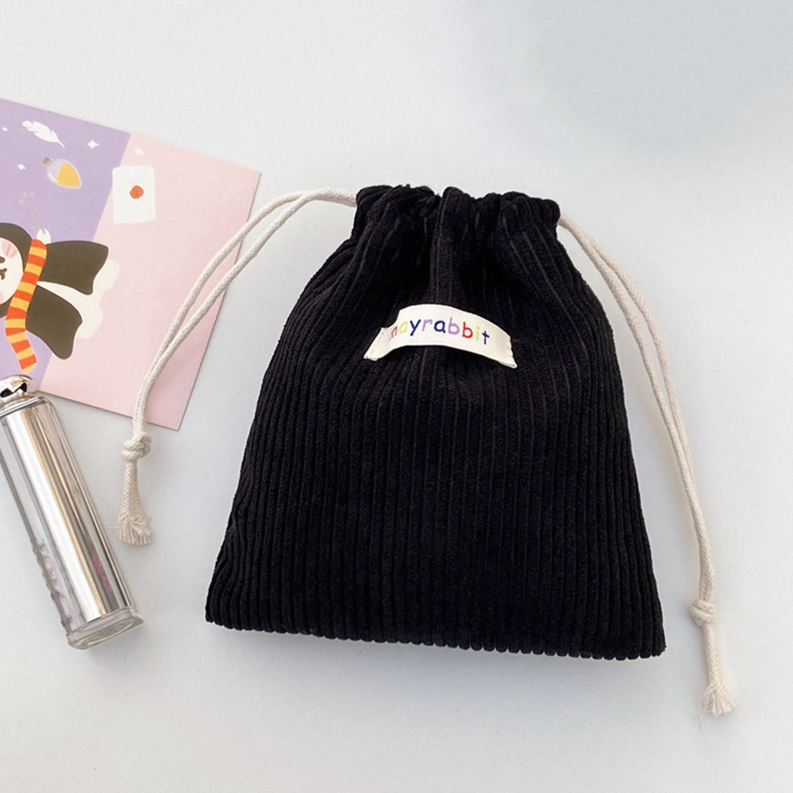 Corduroy Hair Tie Organizer Elastic Storage Bag with Zipper Closure ...