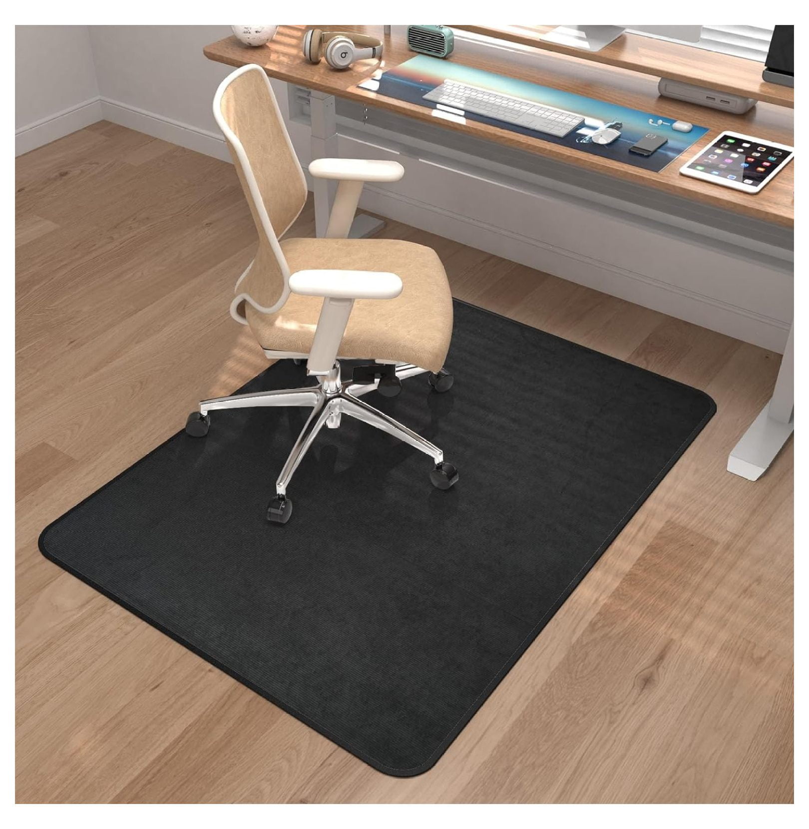 Corduroy Heavy Duty Office Chair Mat for Carpet & Hardwood Floors, Tri ...