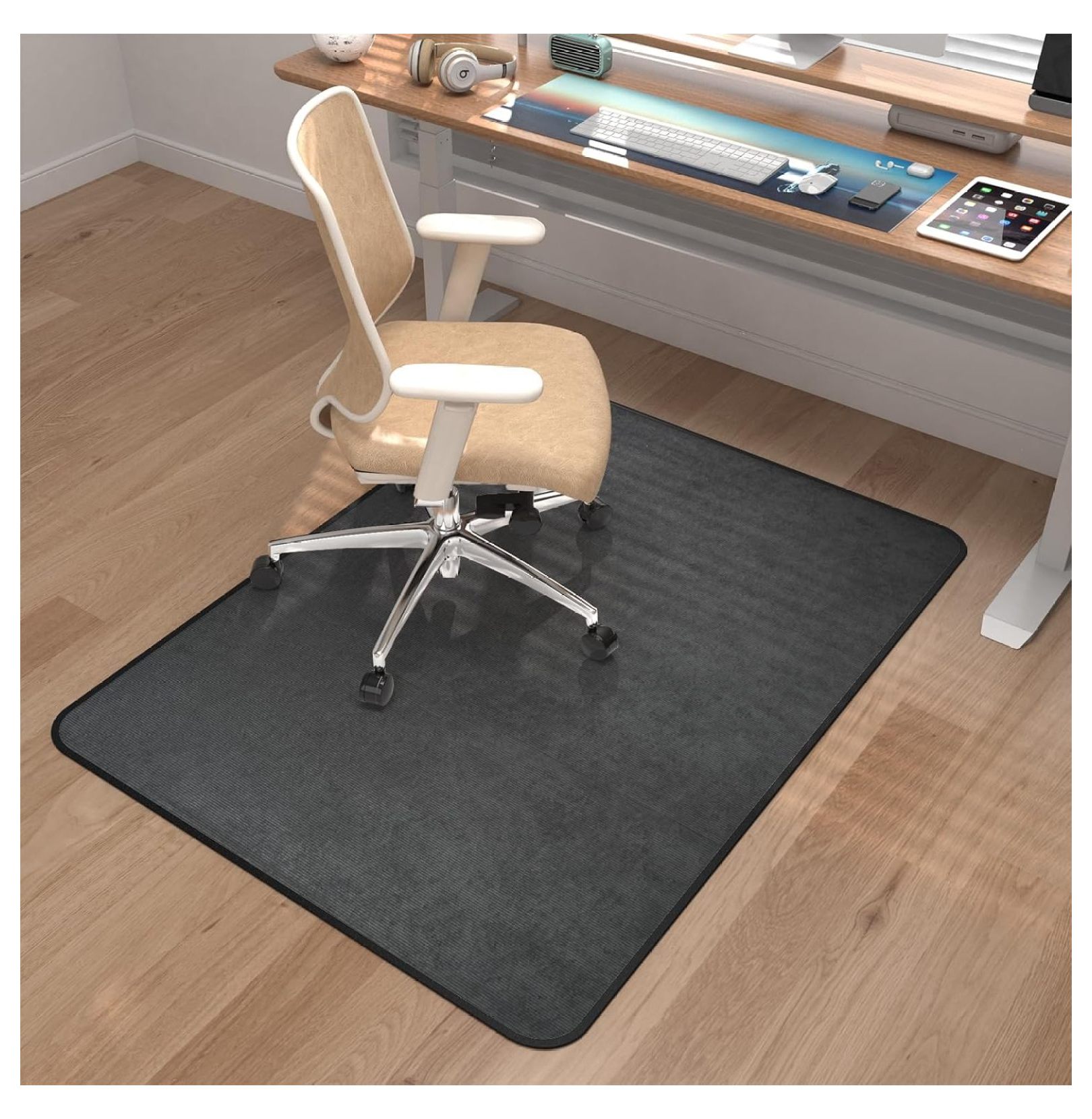 Corduroy Heavy Duty Office Chair Mat for Carpet & Hardwood Floors, Tri ...