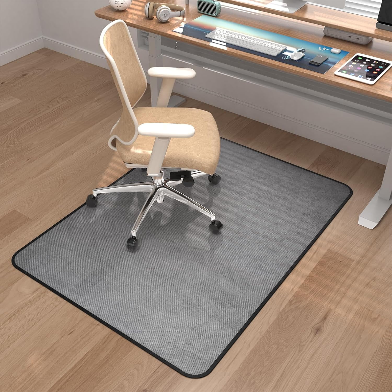 Corduroy Heavy Duty Office Chair Mat for Carpet & Hardwood Floors, Tri ...
