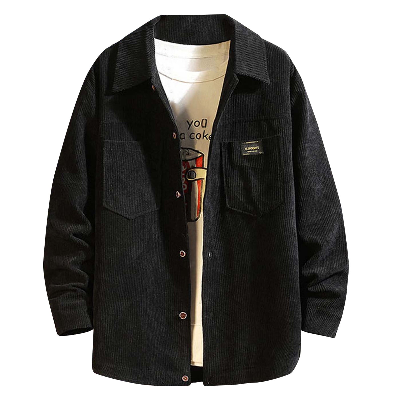 Corduroy Jacket for Men Sale Clearance,Mens Shacket Jacket Button Down ...