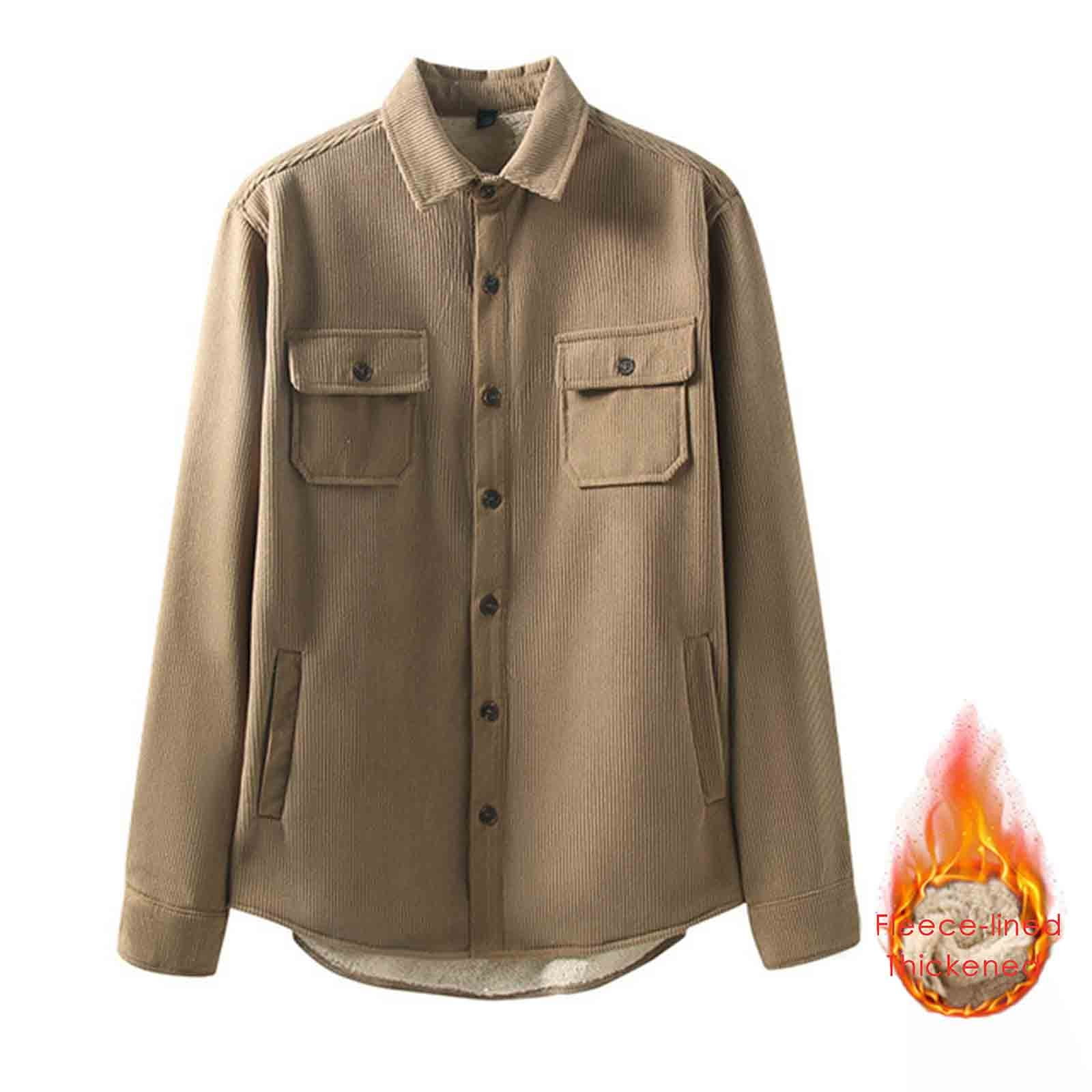 Corduroy-Jackets for Men Fleece Sherpa Lined Shackets Shirts with ...