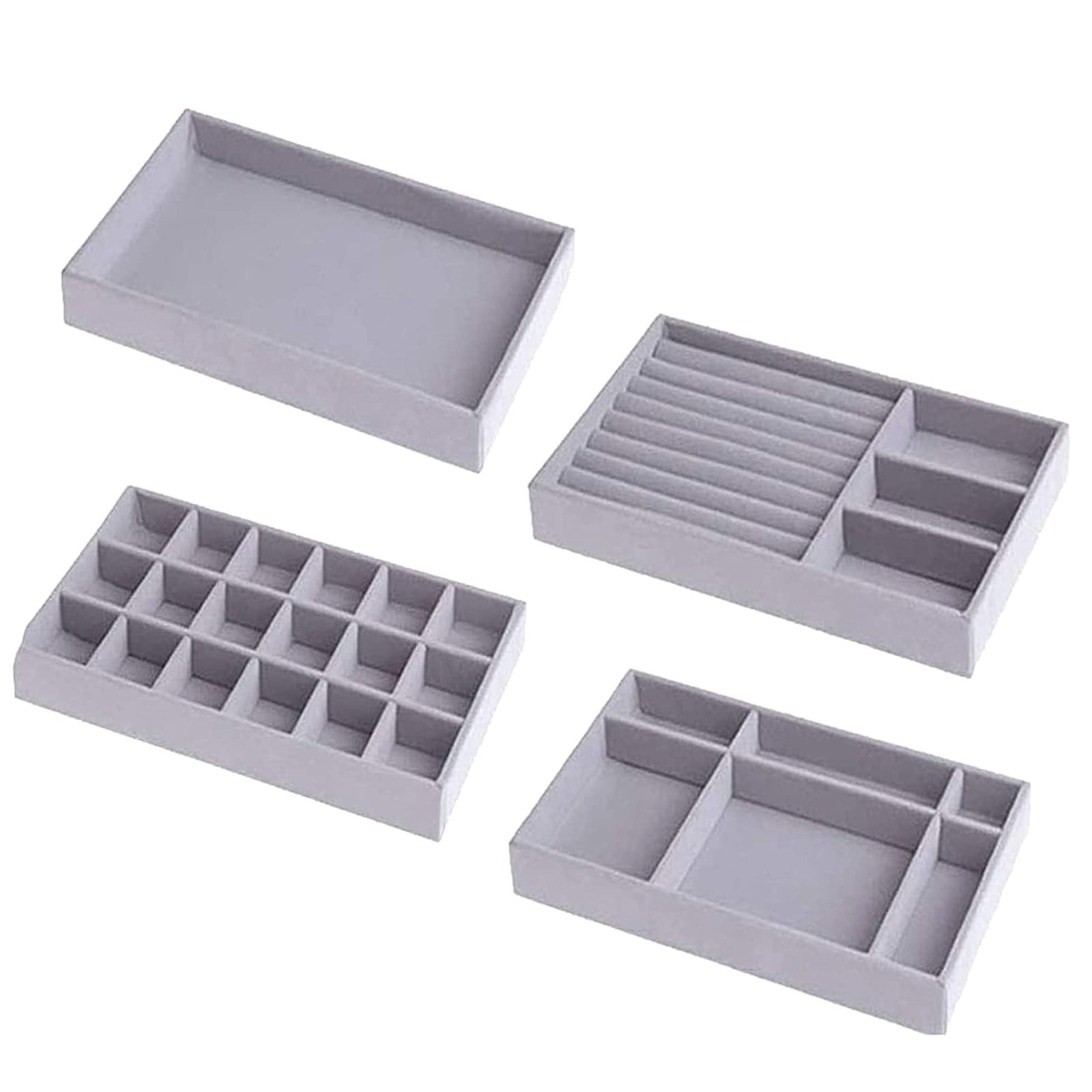 Corduroy Jewelry Drawer Organizer Box Beige Velvet Lined Stackable Tray ...