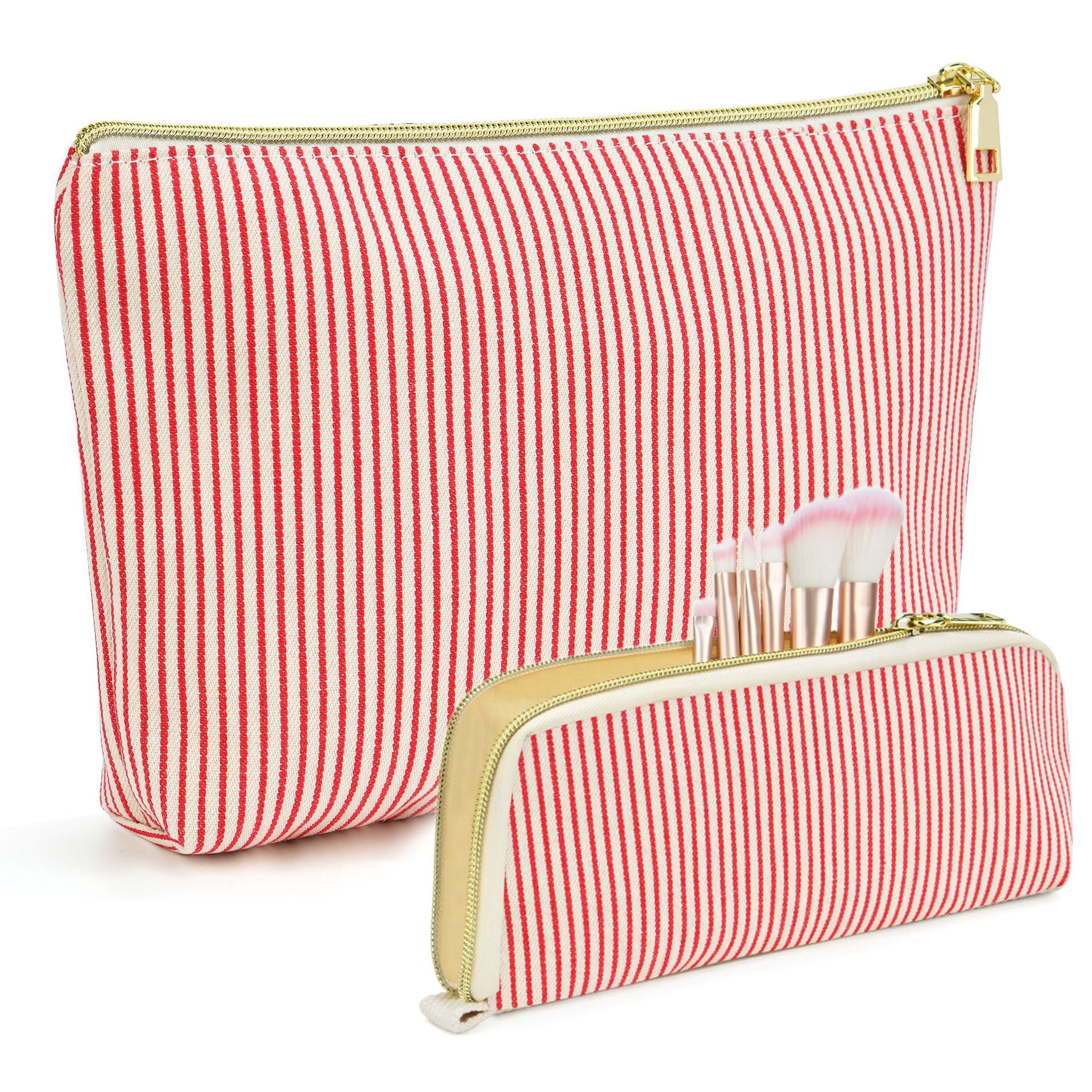 Corduroy Makeup Bag Cosmetic Pouch, 2Pcs Make Up Travel Toiletry Bag ...