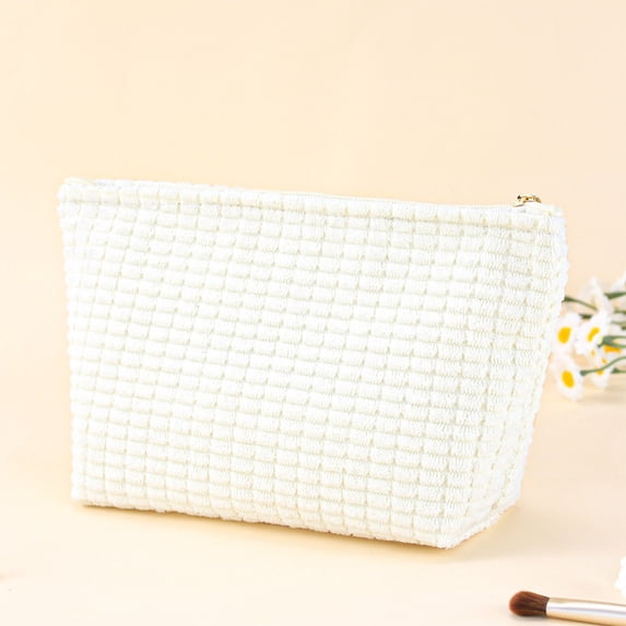 Corduroy Makeup Bag for Girls, Large Capacity Handheld Toiletry Pouch ...