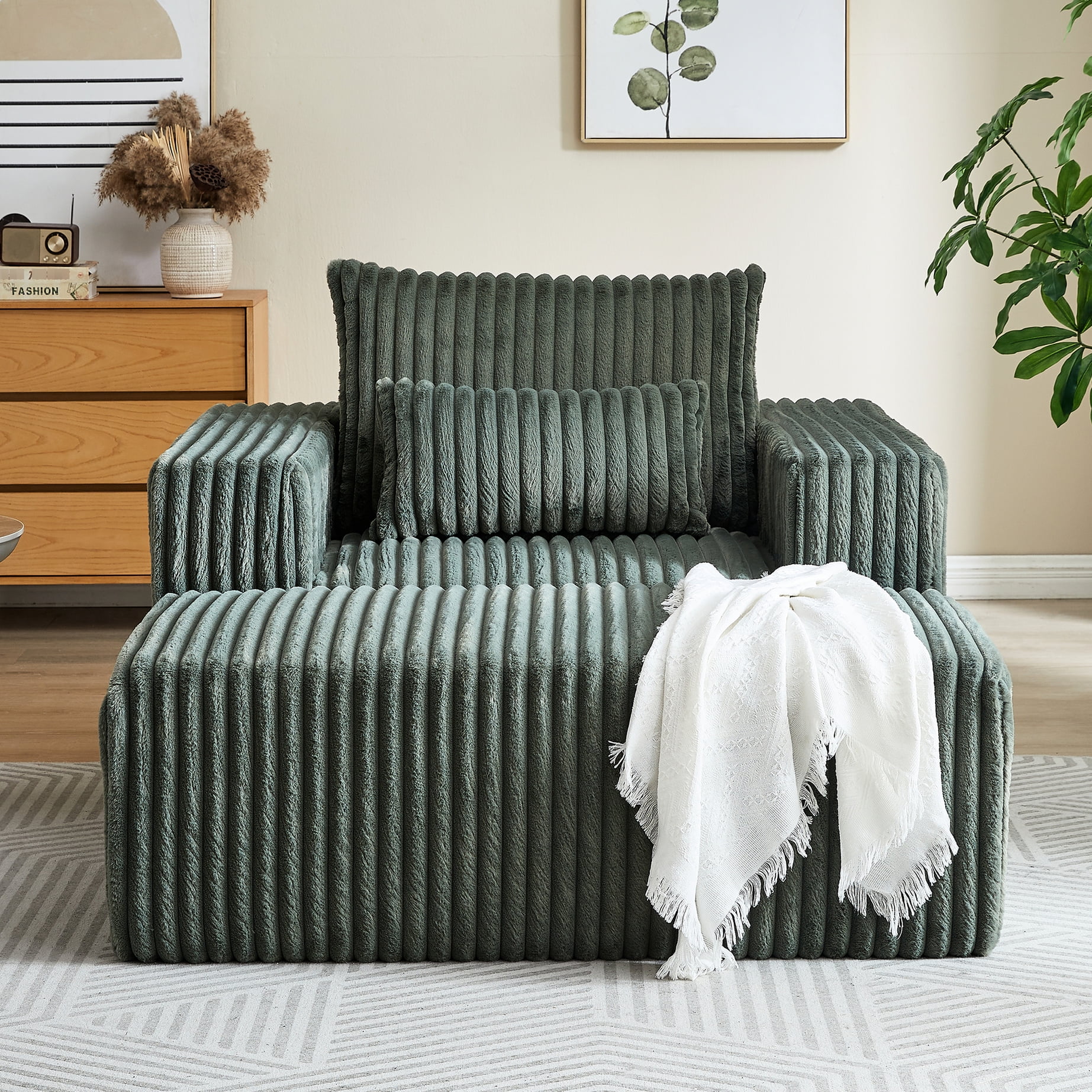 Corduroy Material - Removable Footrest & Soft Texture - Indoor Seating ...