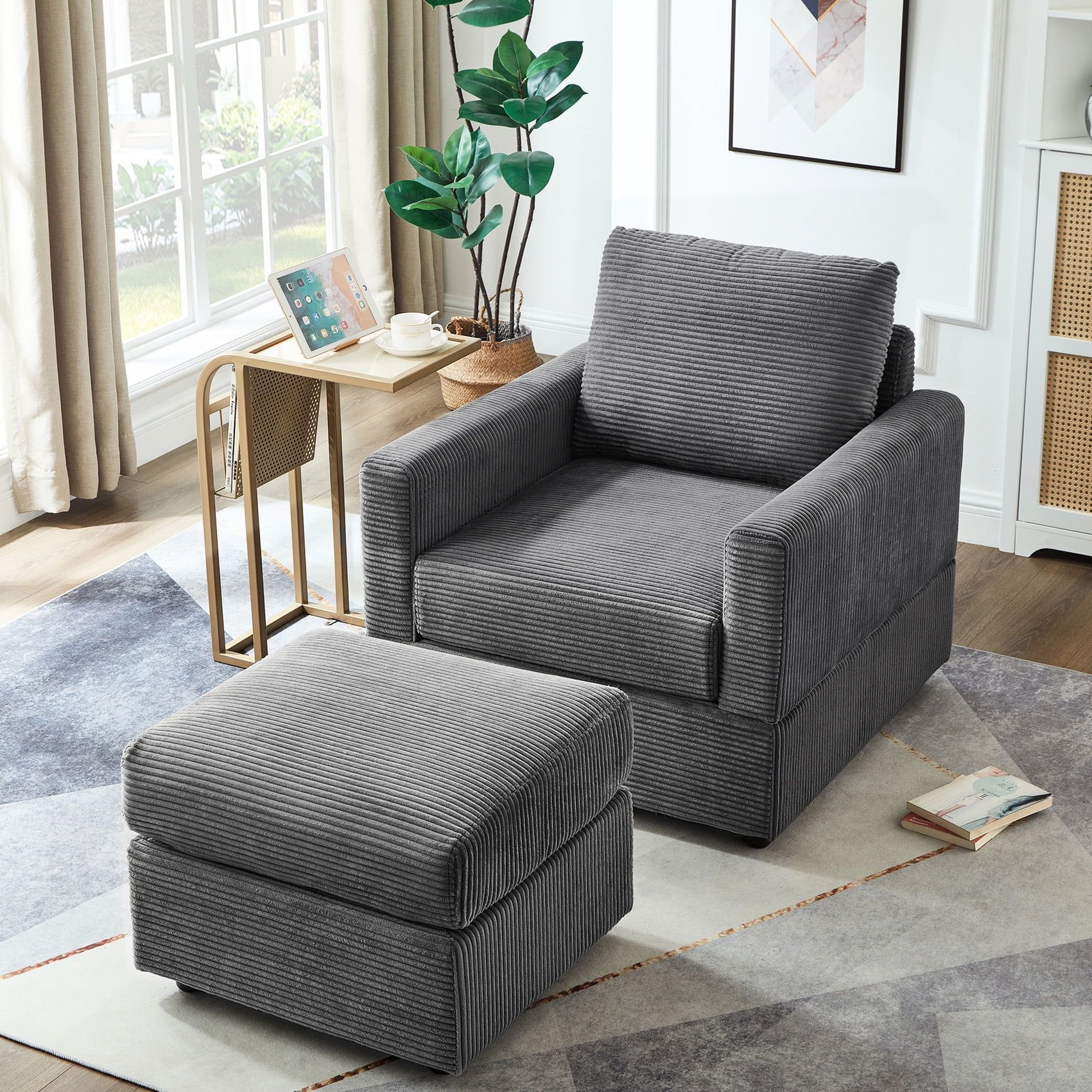 Corduroy Modular Sectional Couch+Removable & Adjustable Backrest ...