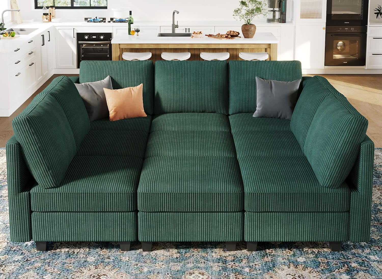 Corduroy Modular Sectional Sofa 9 Seat Convertible Sectional Sleeper ...