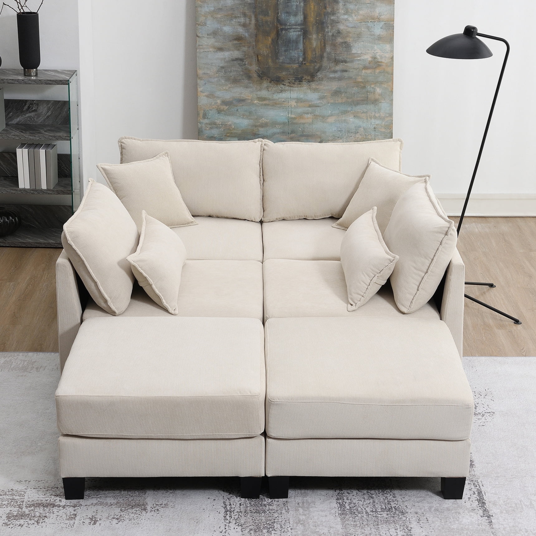 Corduroy Modular Sectional Sofa,Comfortable U Shaped Sofa Couch with ...