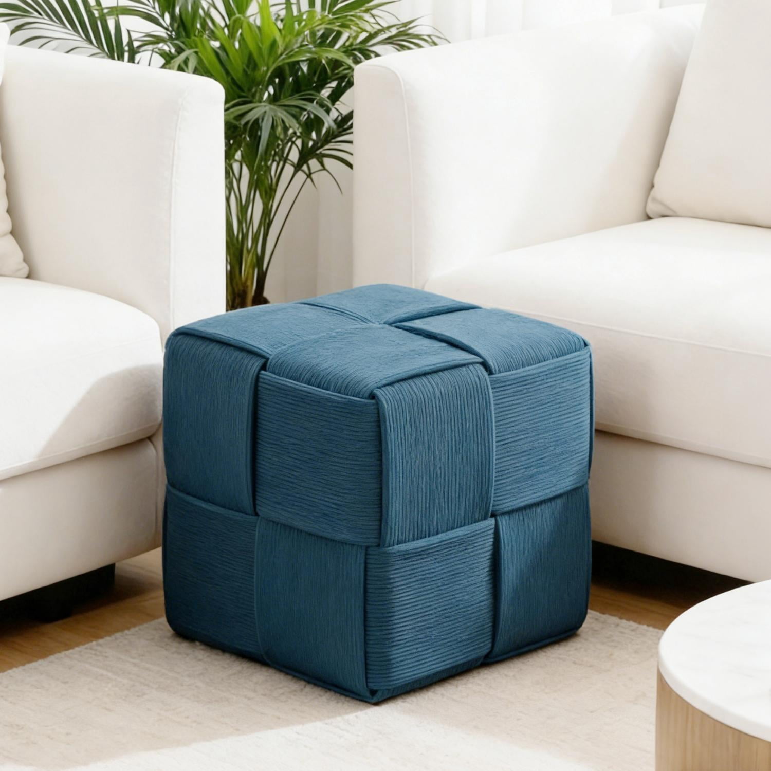 Corduroy Ottoman Foot Rest, Square Upholstered Stool with High-Density ...